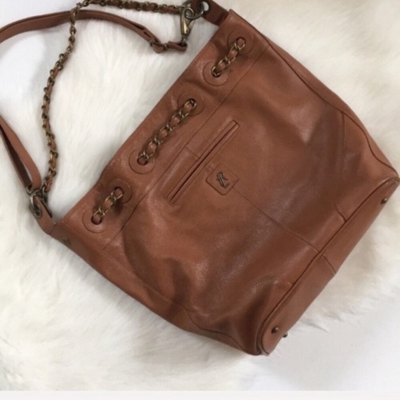 Rachel Zoe | Bags | Rachel Zoe Large Leather Brown Tote Chain Strap ...